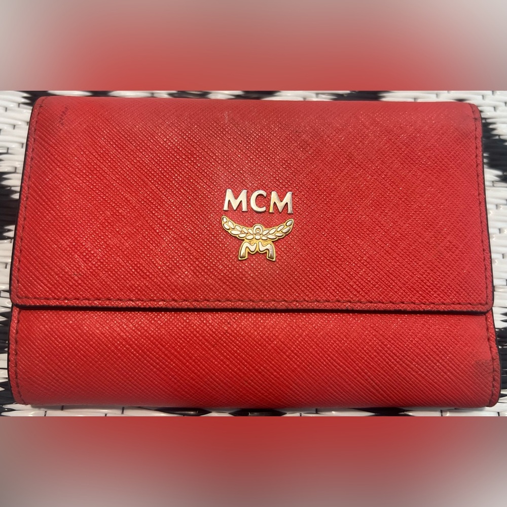 Mcm Trifold Leather Wallet - Gem